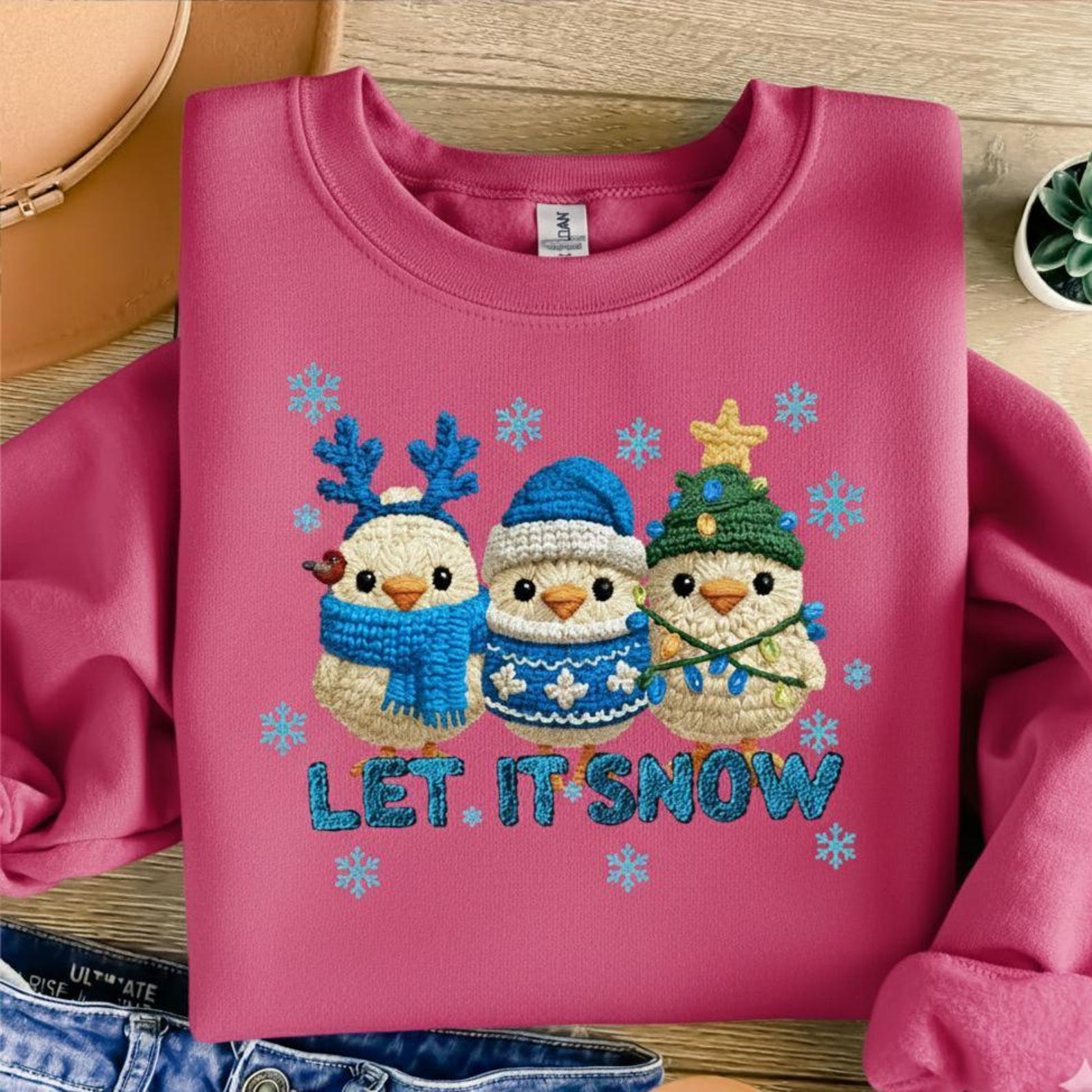 Crochet Christmas Chicken PNG: Funny Chickens Holiday Yarn (digital ...