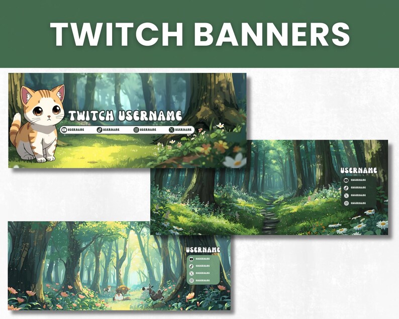 TWITCH BANNER PACK – Green Edition (5 Designs) - Etsy