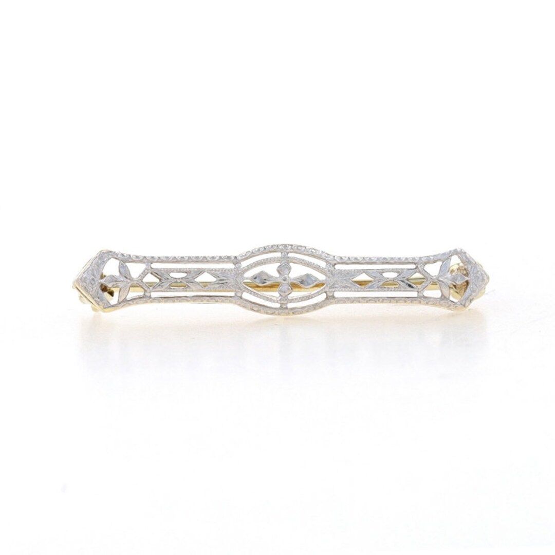 White Gold Art Deco Lingerie Bar Pin 14k Vintage Filigree - Etsy