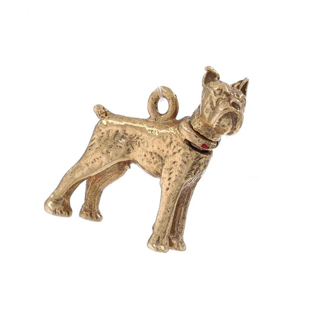 Yellow Gold Boxer Dog Charm 14k Pet Canine Red Enamel Moves - Etsy