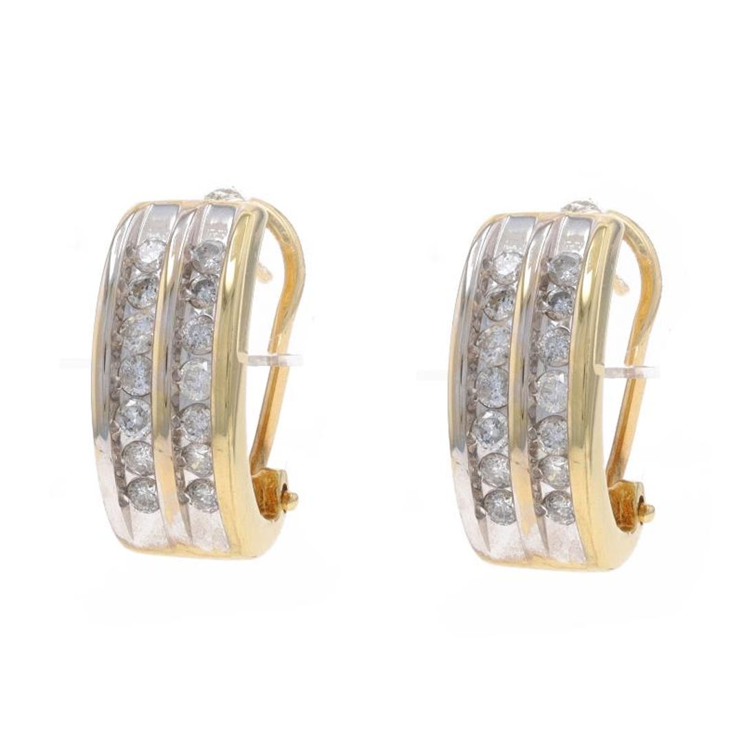 Yellow Gold Diamond J-hoop Earrings - 14k Round Brilliant .50ctw ...