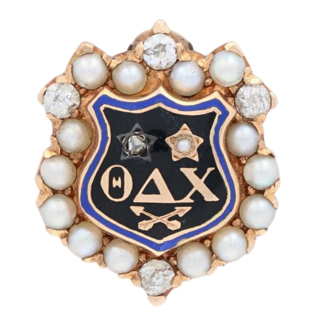 Theta Delta Chi Badge - 14k Gold Diamonds and Pearls Unique 1905 ...