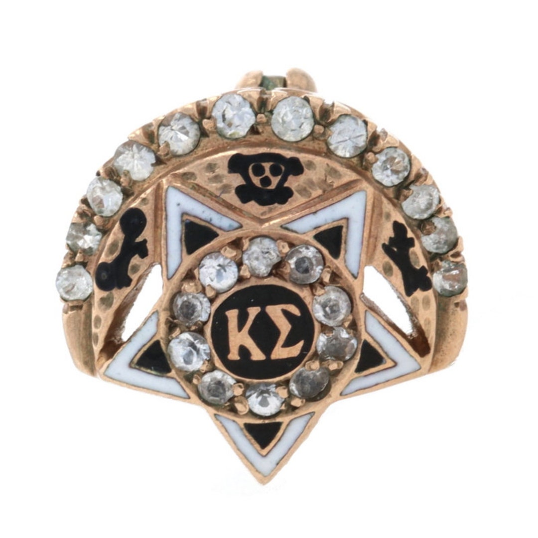 Kappa Sigma Fraternity Badge 10k Yellow Gold White Sapphires Vintage ...