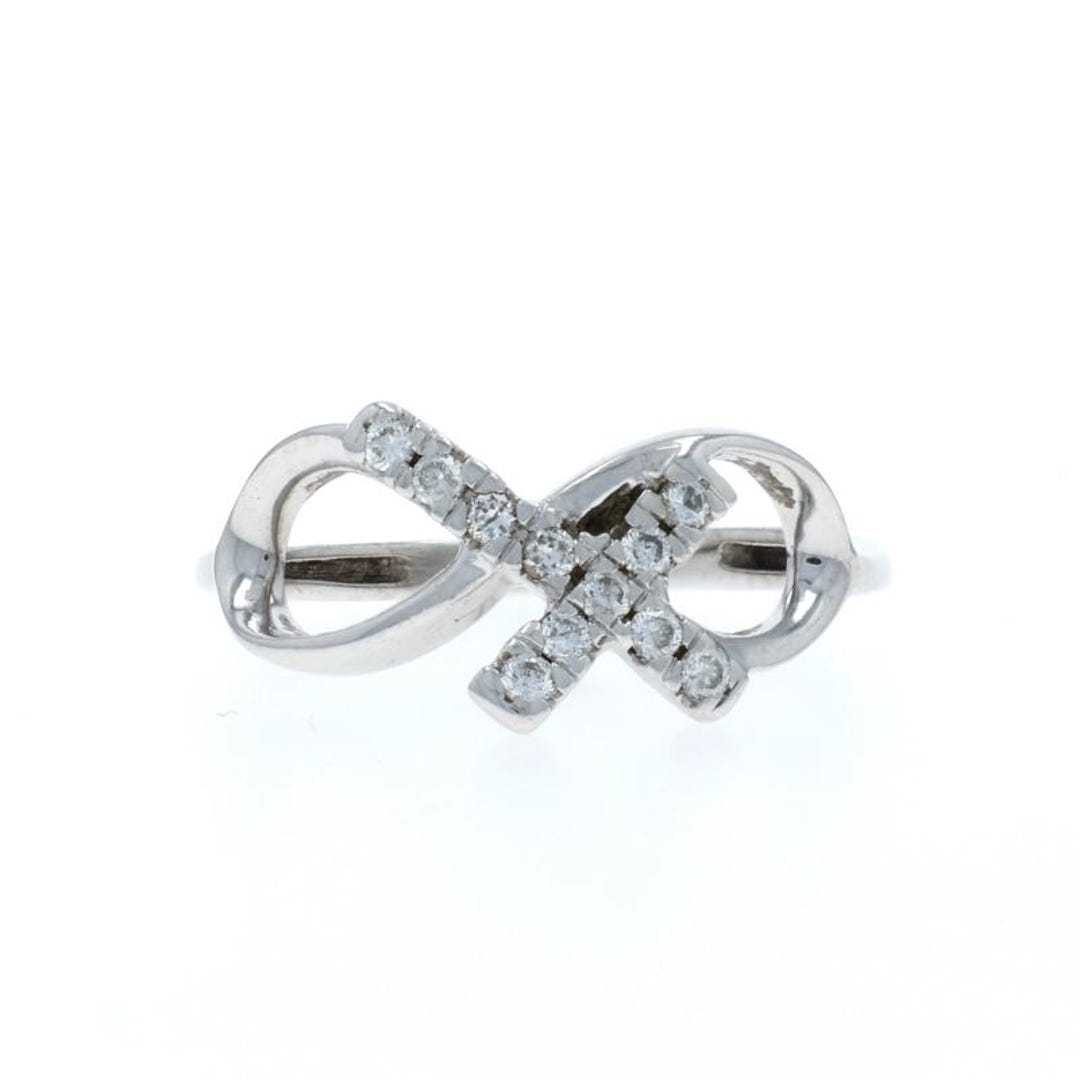 White Gold Diamond Infinity Cross Ring - 10k Round .16ctw Everlasting ...