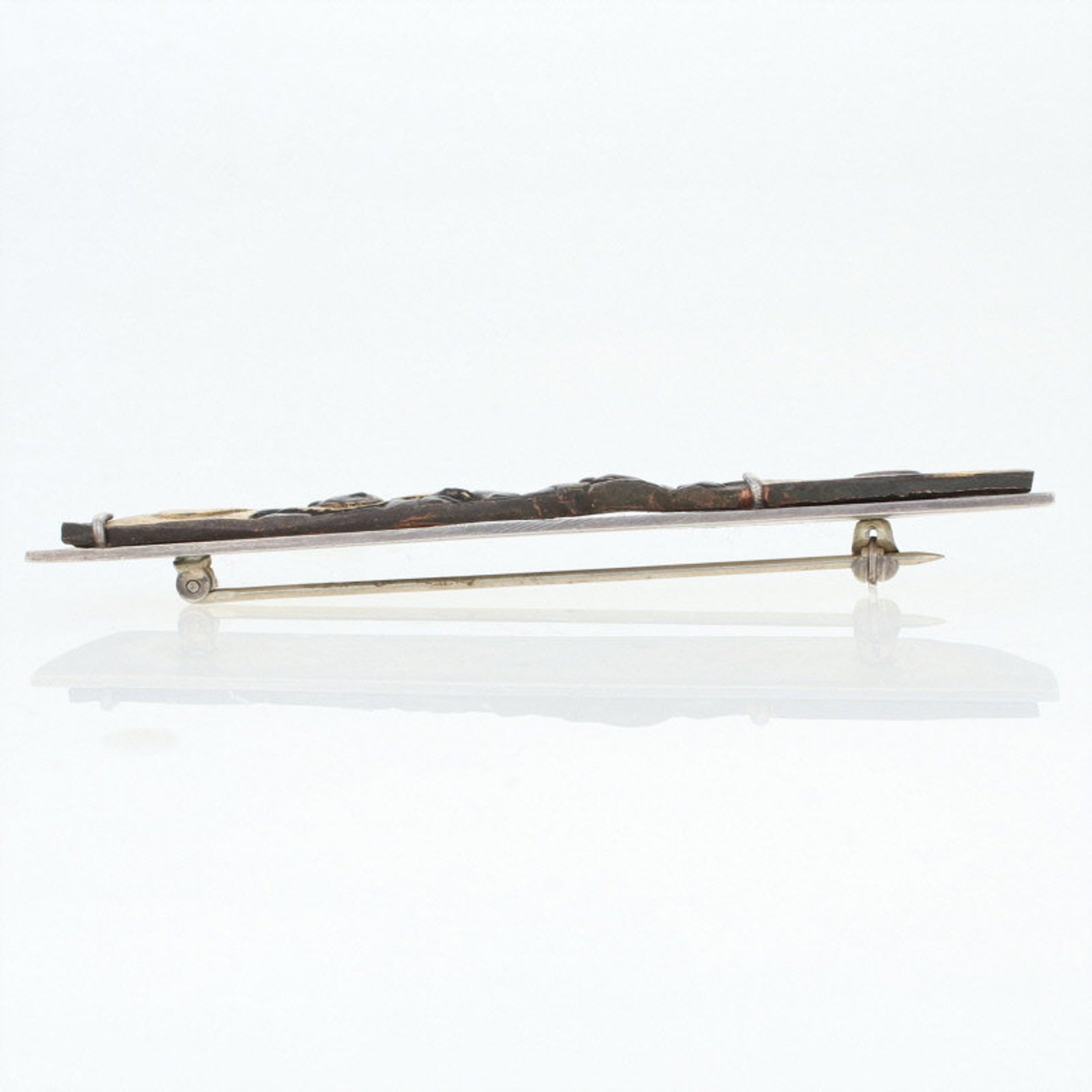 Shakudo Japanese Brooch Gold & Silver Long Collectors Item - Etsy