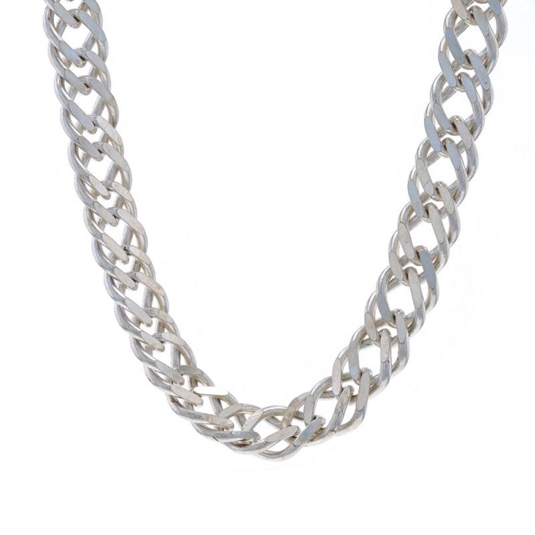 Sterling Silver Rambo Chain Men's Necklace 19 3/4 925 Double Curb Italy ...