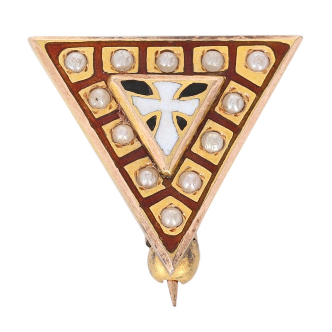 Hi-y Club Vintage Pin 10k Yellow Gold Seed Pearls & Enamel Badge - Etsy