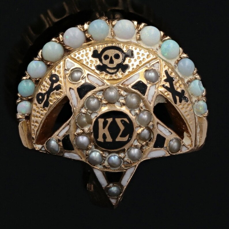 Kappa Sigma Badge 14k Gold Opals & Seed Pearls Fraternity - Etsy