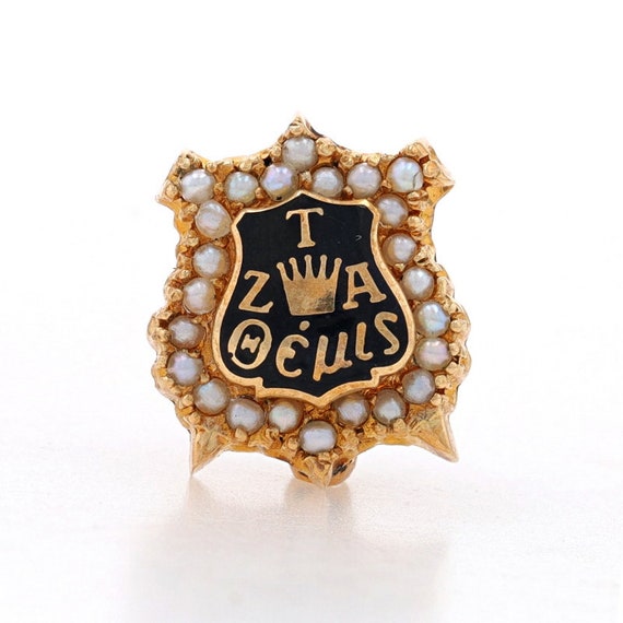 Zeta Tau Alpha Badge Pearl And Turquoise