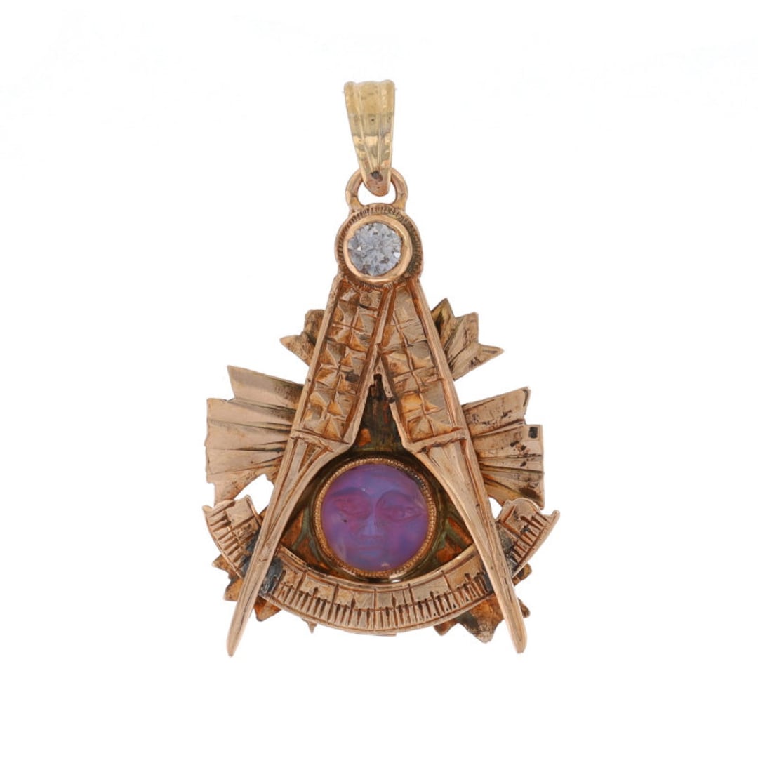 Yellow Gold Blue Lodge Art Deco Past Master Fob Pendant 14k & - Etsy
