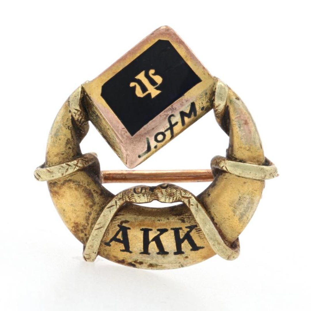 Alpha Kappa Kappa Fraternity Badge - 18k Gold Enamel Antique Medical ...