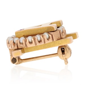 Alpha Omicron Pi Badge 14k Gold Pearls Ruby Vintage Sorority - Etsy