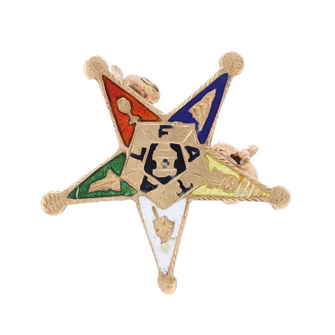 Yellow Gold Order of the Eastern Star Enamel Lapel Pin 14k Women's ...