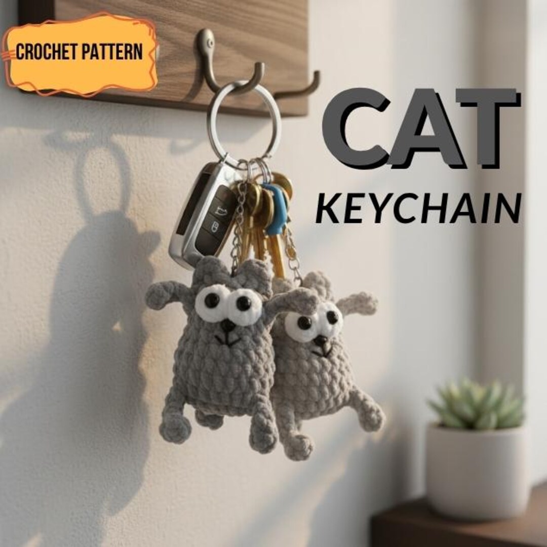 Cat Keychain Amigurumi Pattern | Crochet Animal Keyring Tutorial PDF ...