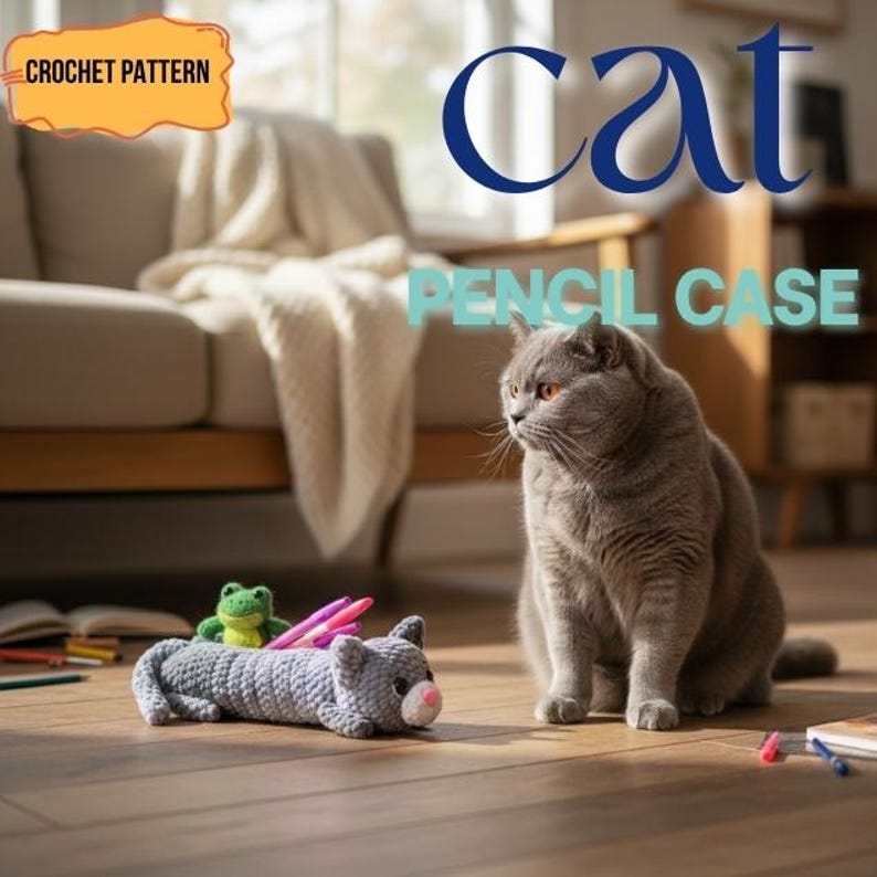 Cat Pencil Case Crochet Pattern, Amigurumi Makeup Bag PDF Tutorial ...
