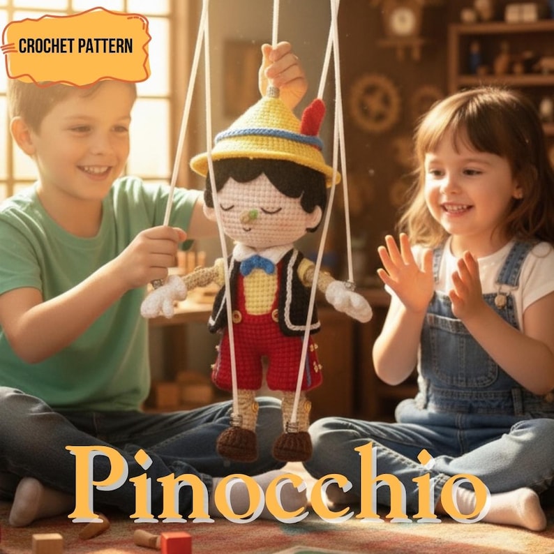 Handmade Crochet Amigurumi Pinocchio Doll | Cute Wooden Puppet Toy ...