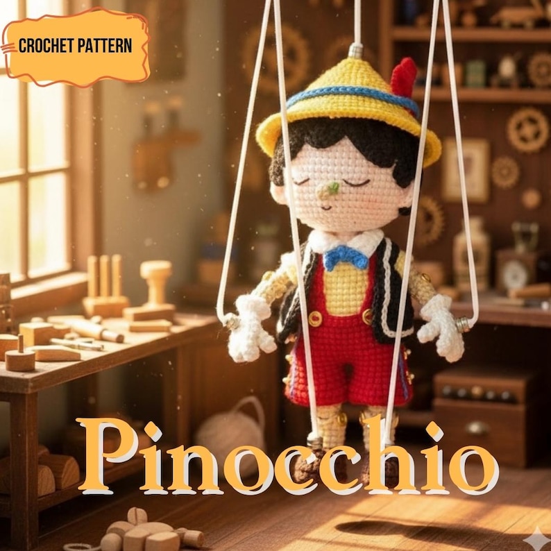 Handmade Crochet Amigurumi Pinocchio Doll | Cute Wooden Puppet Toy ...