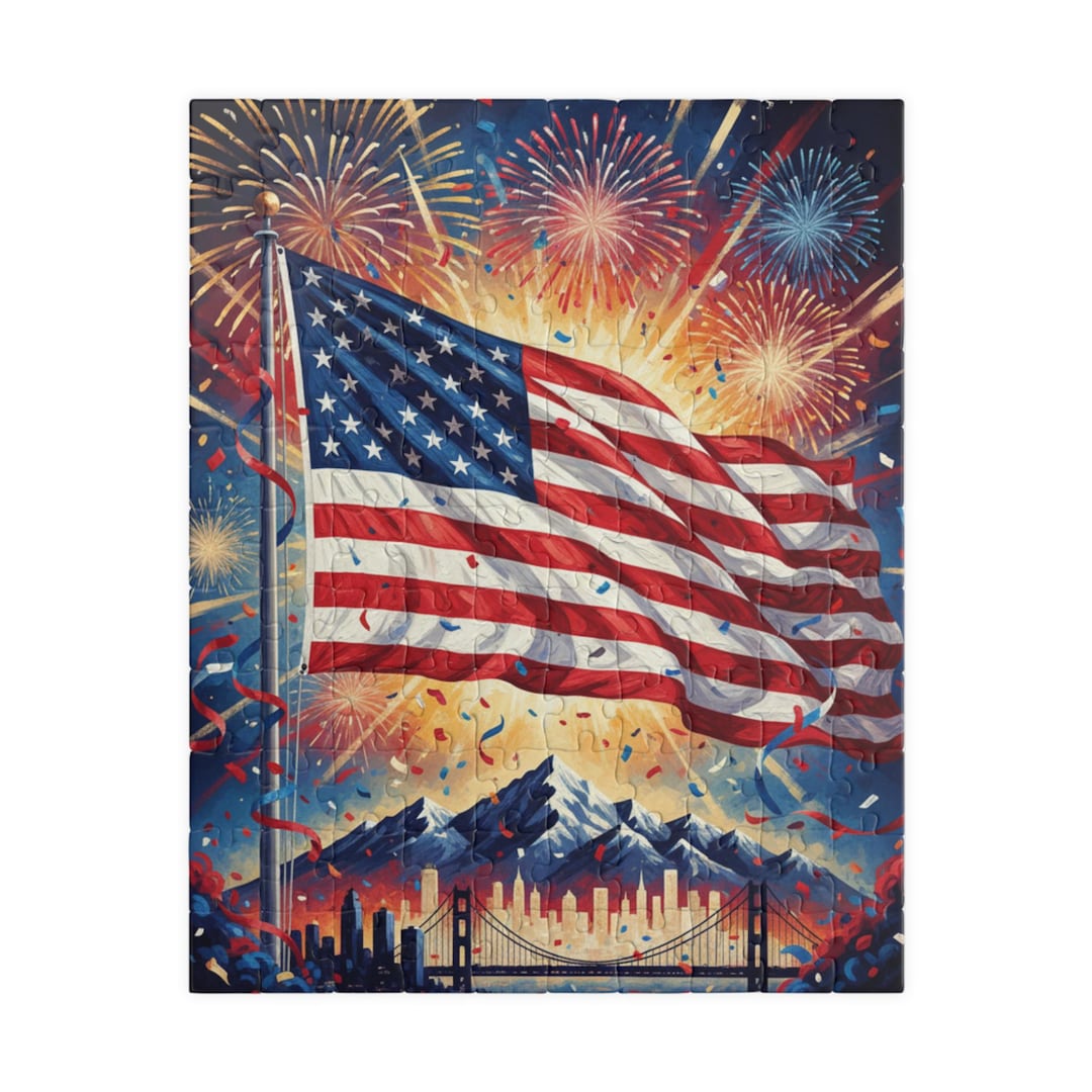 USA Patriotic Puzzle | American Flag Jigsaw | Unique Red White and Blue ...