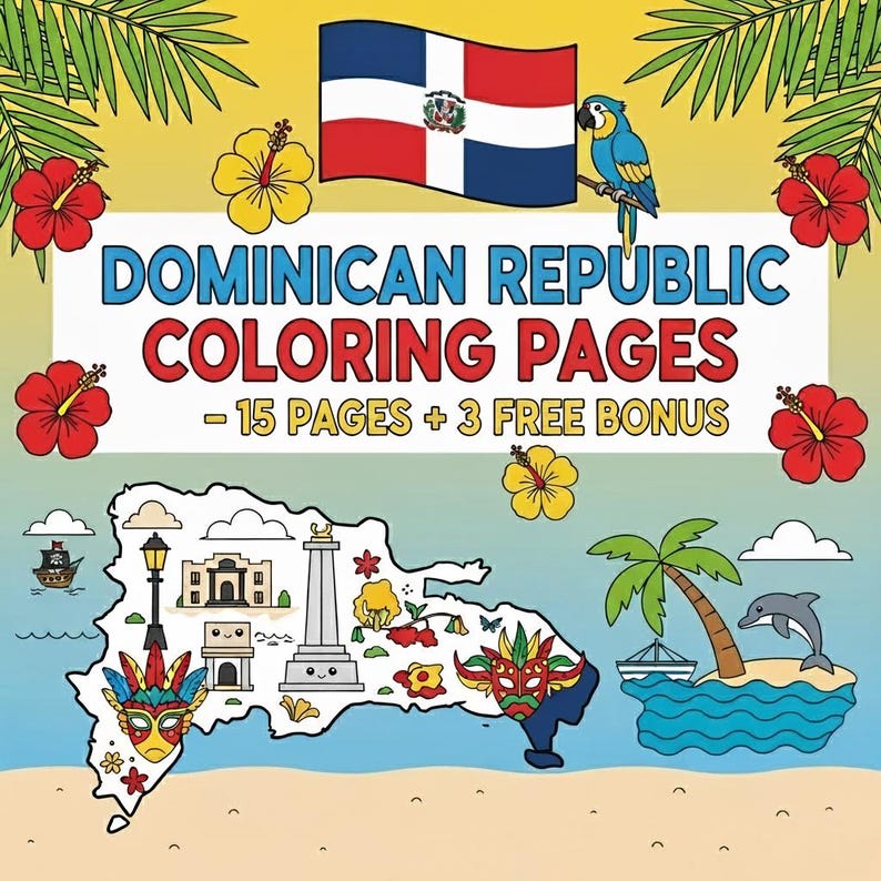Dominican Republic Coloring Pages | 18 Printable Sheets (15 + 3 Free ...