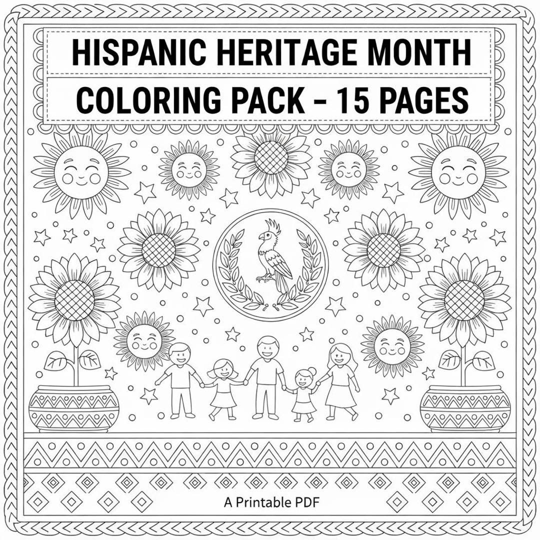 Hispanic Heritage Month Coloring Book PDF | 15 Printable Coloring Pages ...