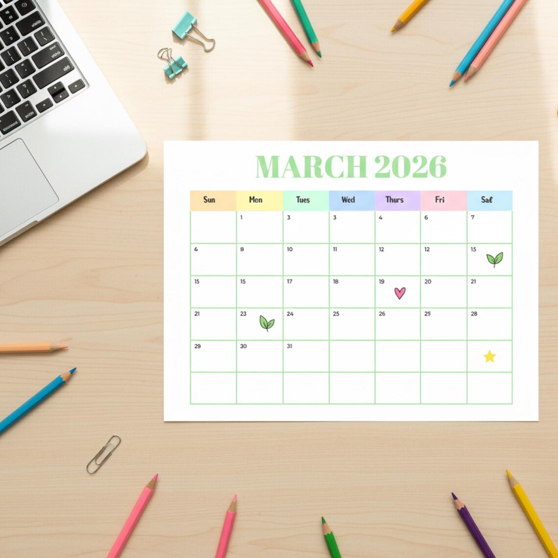 2026 Monthly Calendar by Sprinkle Shades, Editable PDF Printable ...