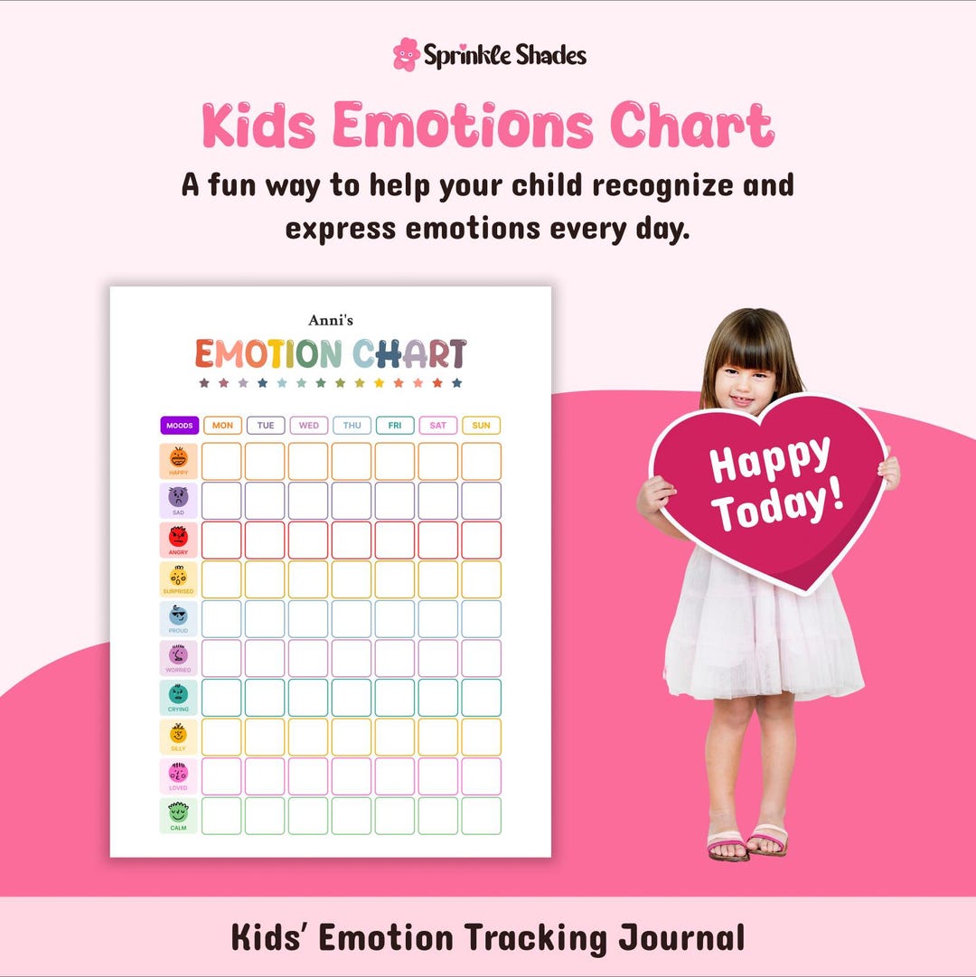 Tableau des émotions pour enfants imprimable et éditable, suivi ...