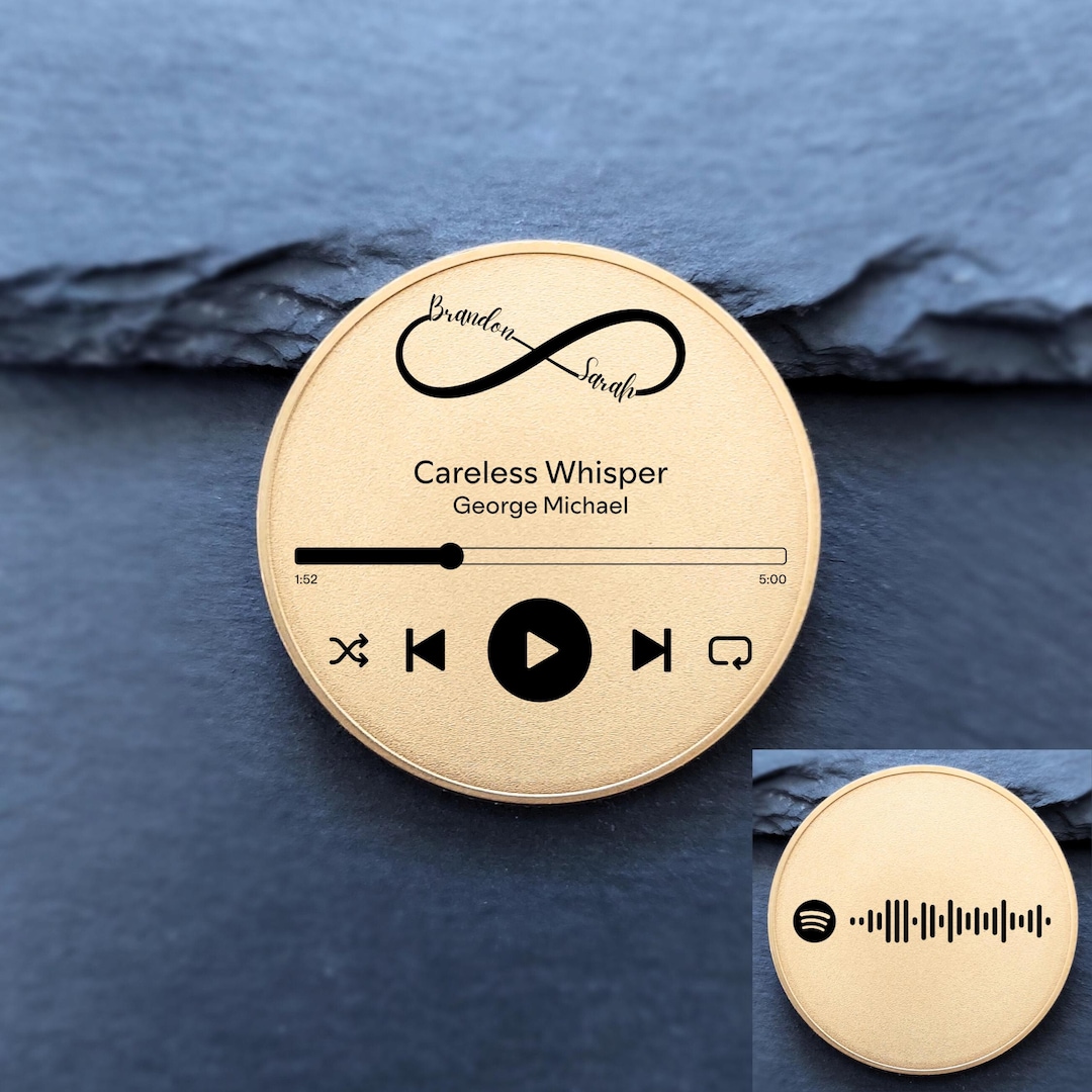 Personalized Spotify Code Metal Coin, Engraved Music Player Token ...