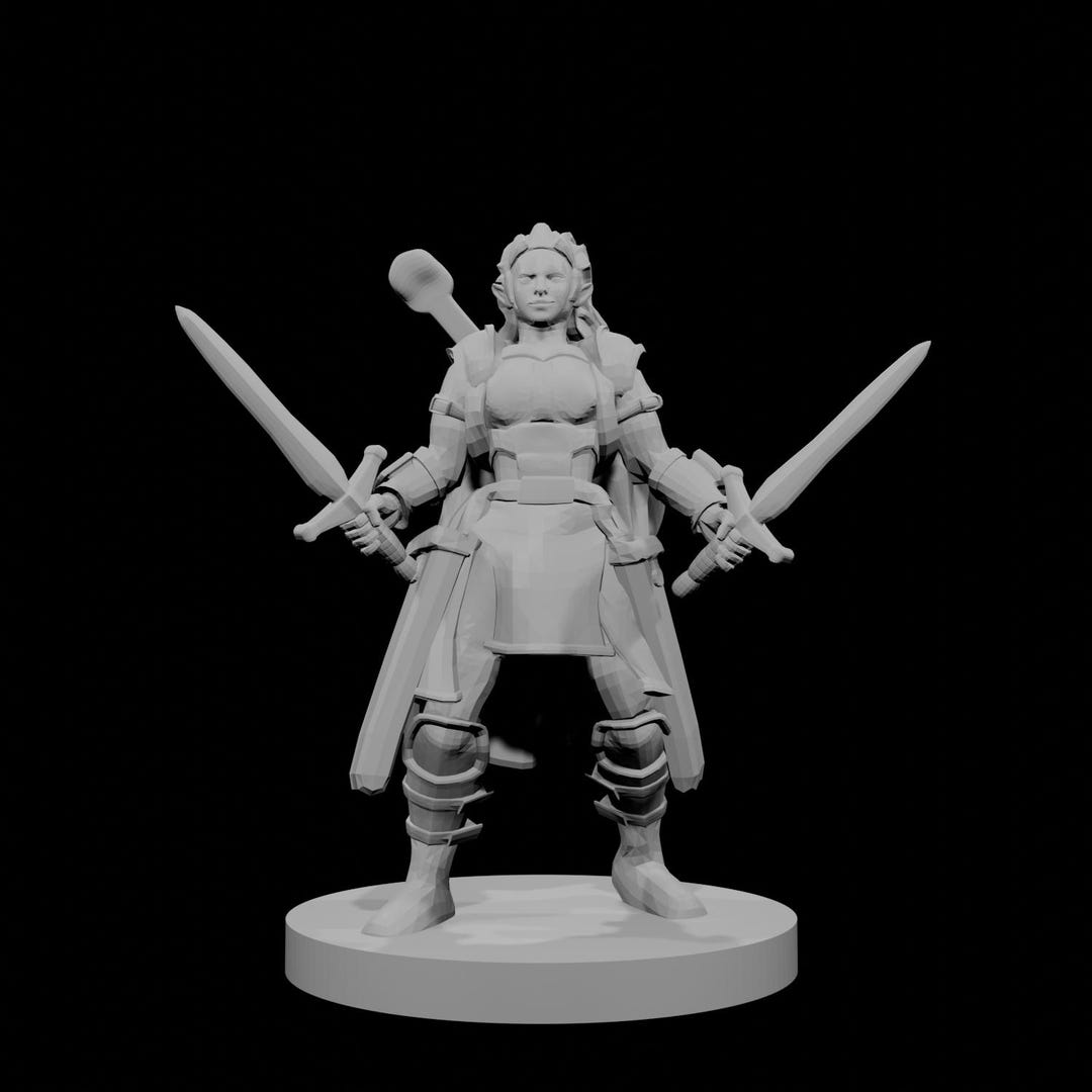Half Elf Female Miniature: RPG Bard Paladin (3D Printed, 28mm) - Etsy