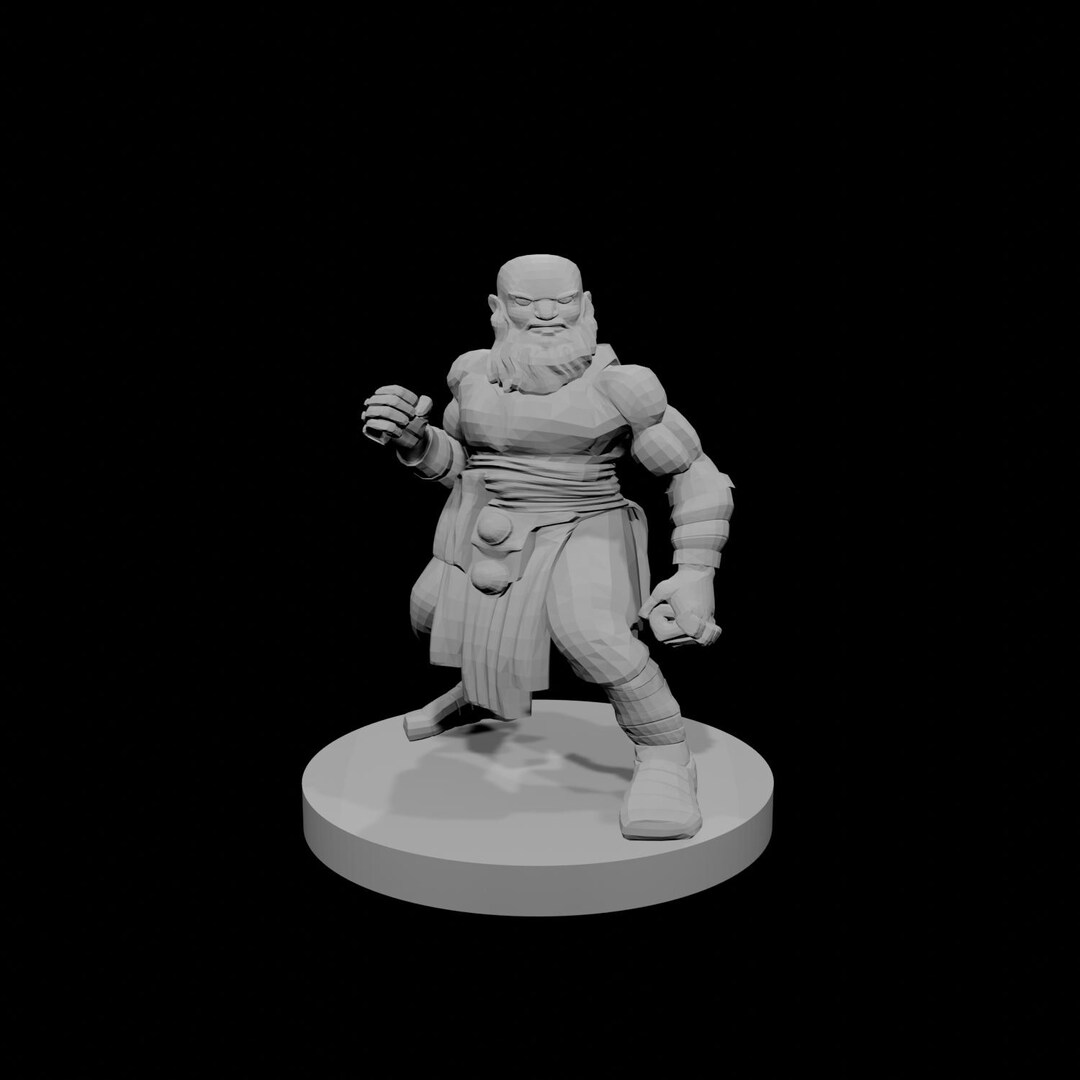 Dwarf Monk RPG Miniature - Unpainted Resin, Sharp Detail 28mm - Etsy