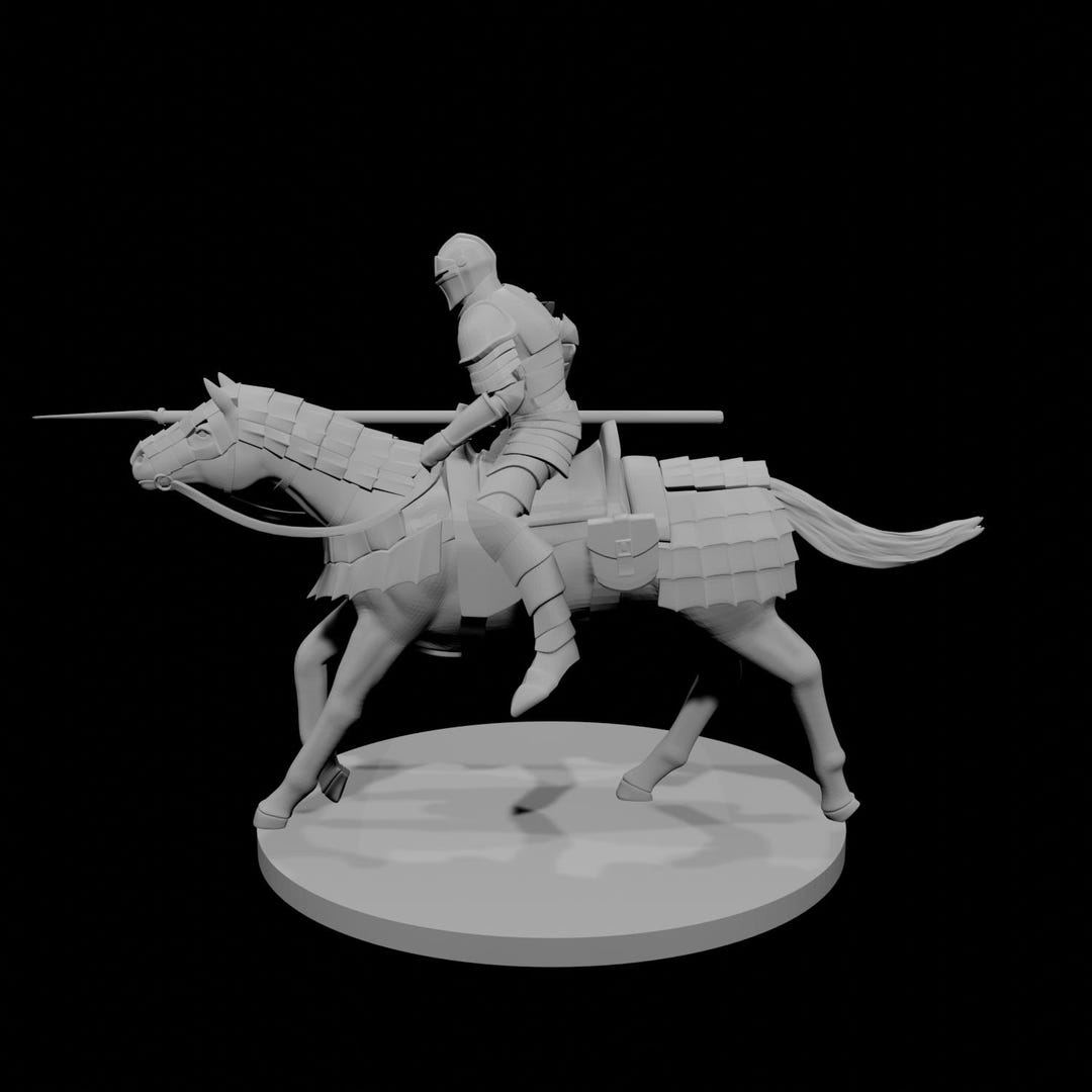 Mounted Knight Miniature: 3D Printed RPG Figure (unpainted Grey Resin ...