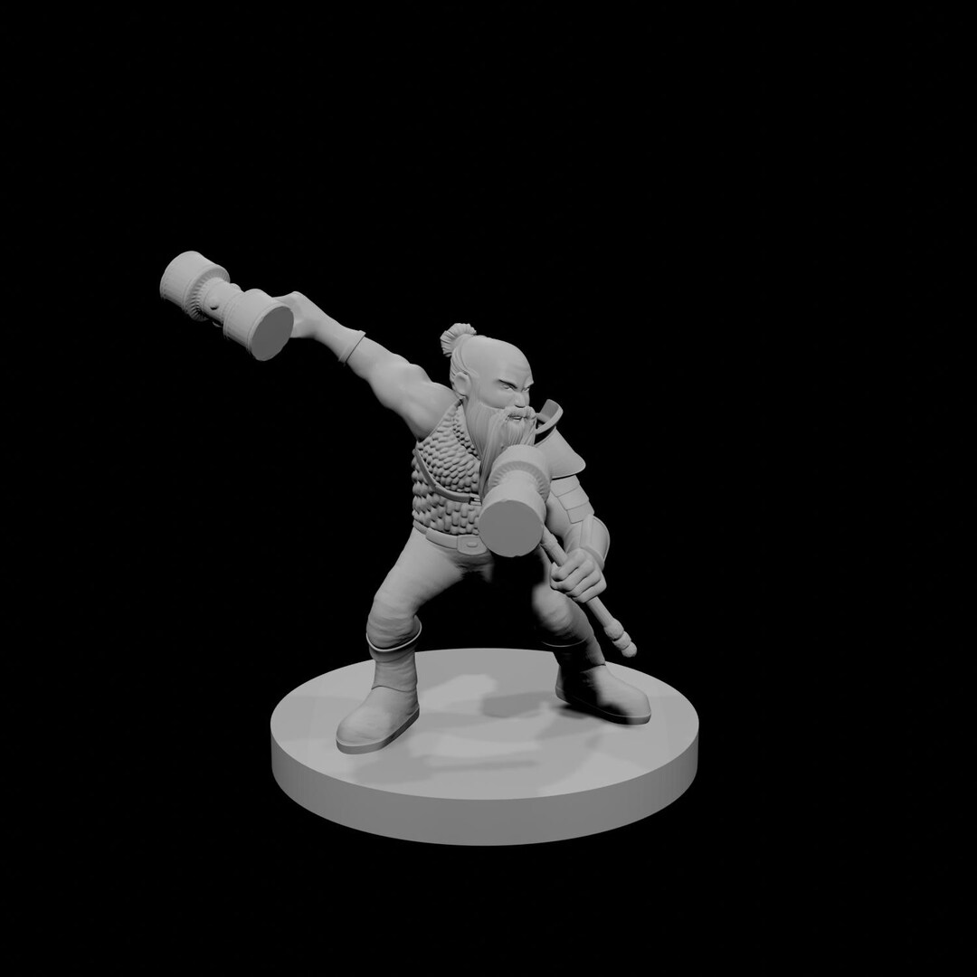Dwarf Fighter Miniature: Dual Hammers, Unpainted Resin RPG Figure - Etsy