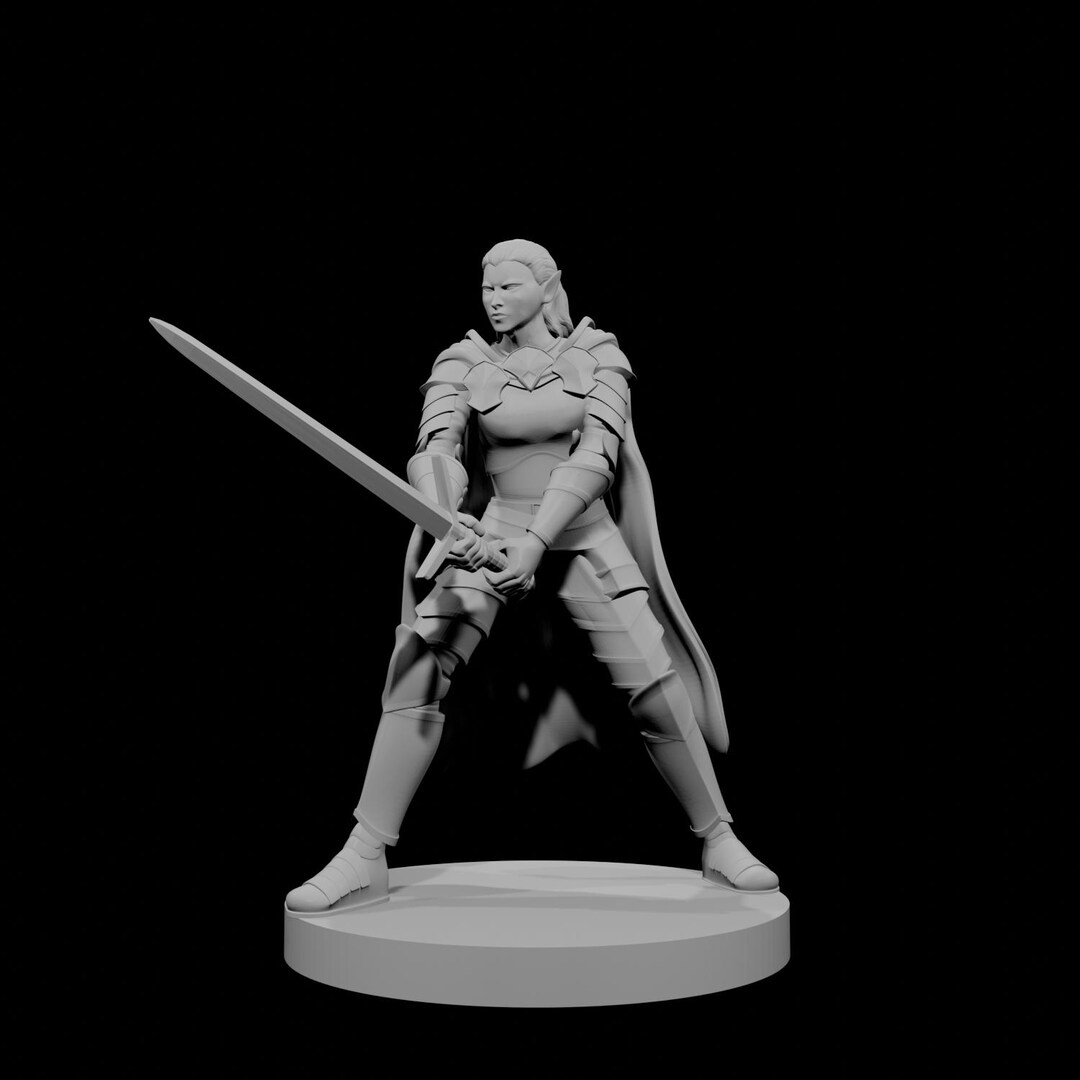 Female Elf Paladin Miniature 2: Tabletop RPG Figure (unpainted Resin ...
