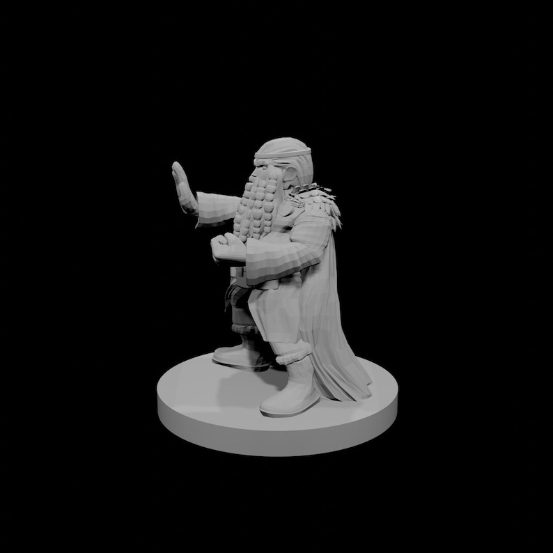 Dwarf Male Wizard Miniature, 3D Printed Resin (unpainted, 28-32mm Scale ...