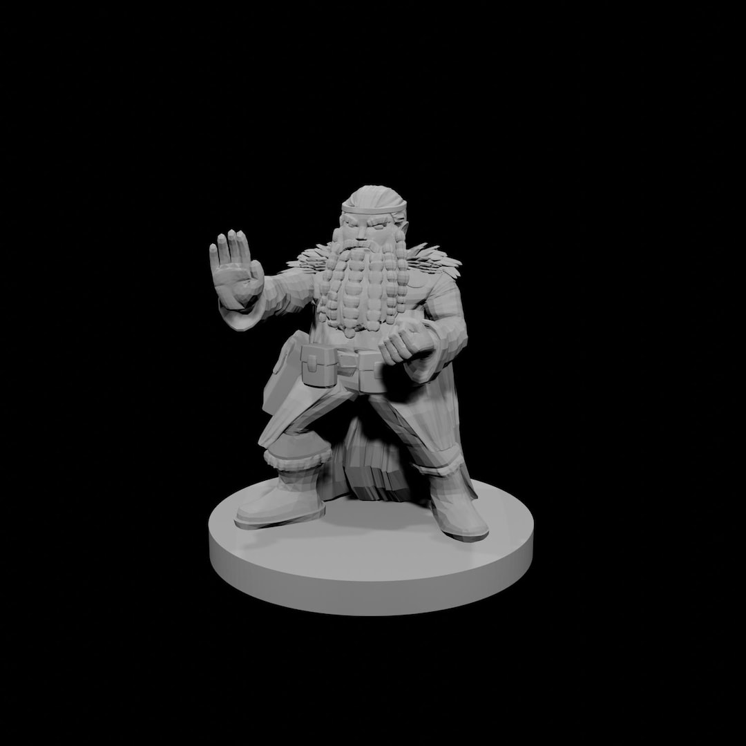 Dwarf Male Wizard Miniature, 3D Printed Resin (unpainted, 28-32mm Scale ...
