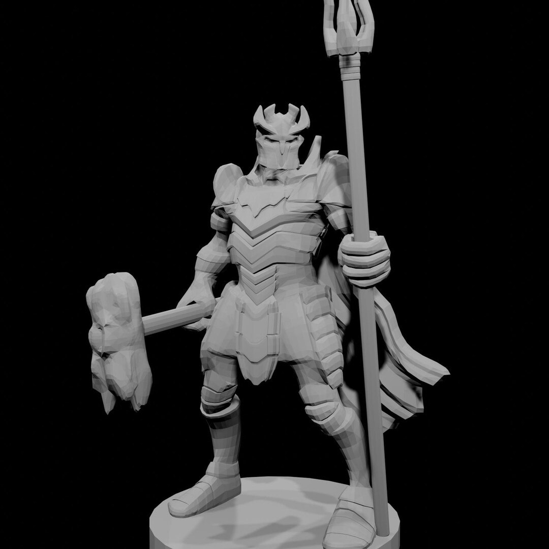 Heavy Fighter Hammer and Staff Miniature - Unpainted RPG Figure - Etsy