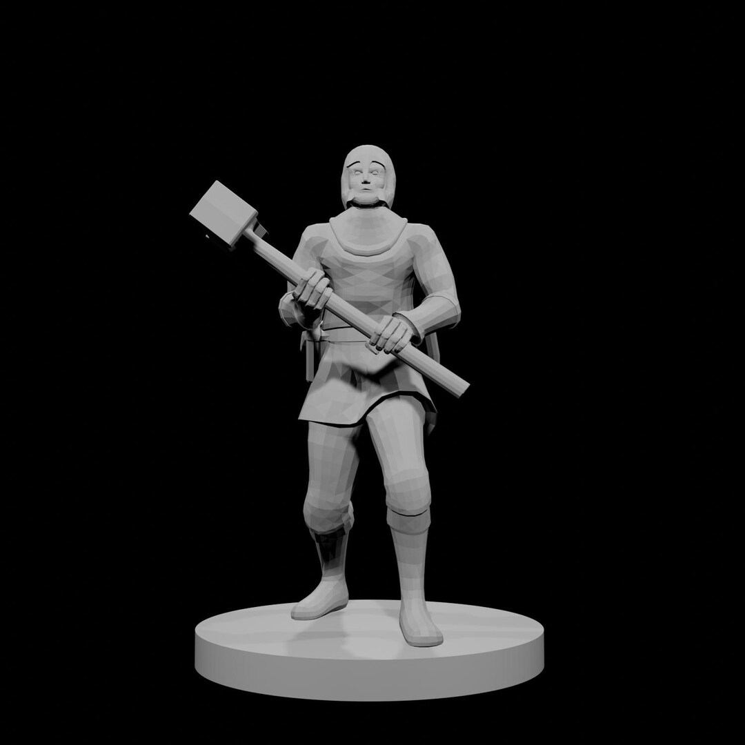 Human War Cleric Miniature, Chainmail Hammer (28mm RPG Figure) - Etsy