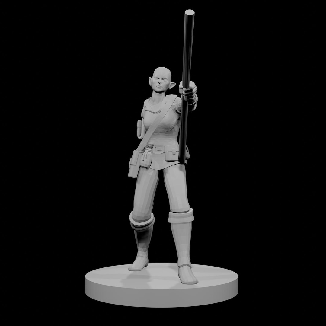 Elf Female Wizard Miniature - Bald One Arm, Smooth Grey Resin - Etsy