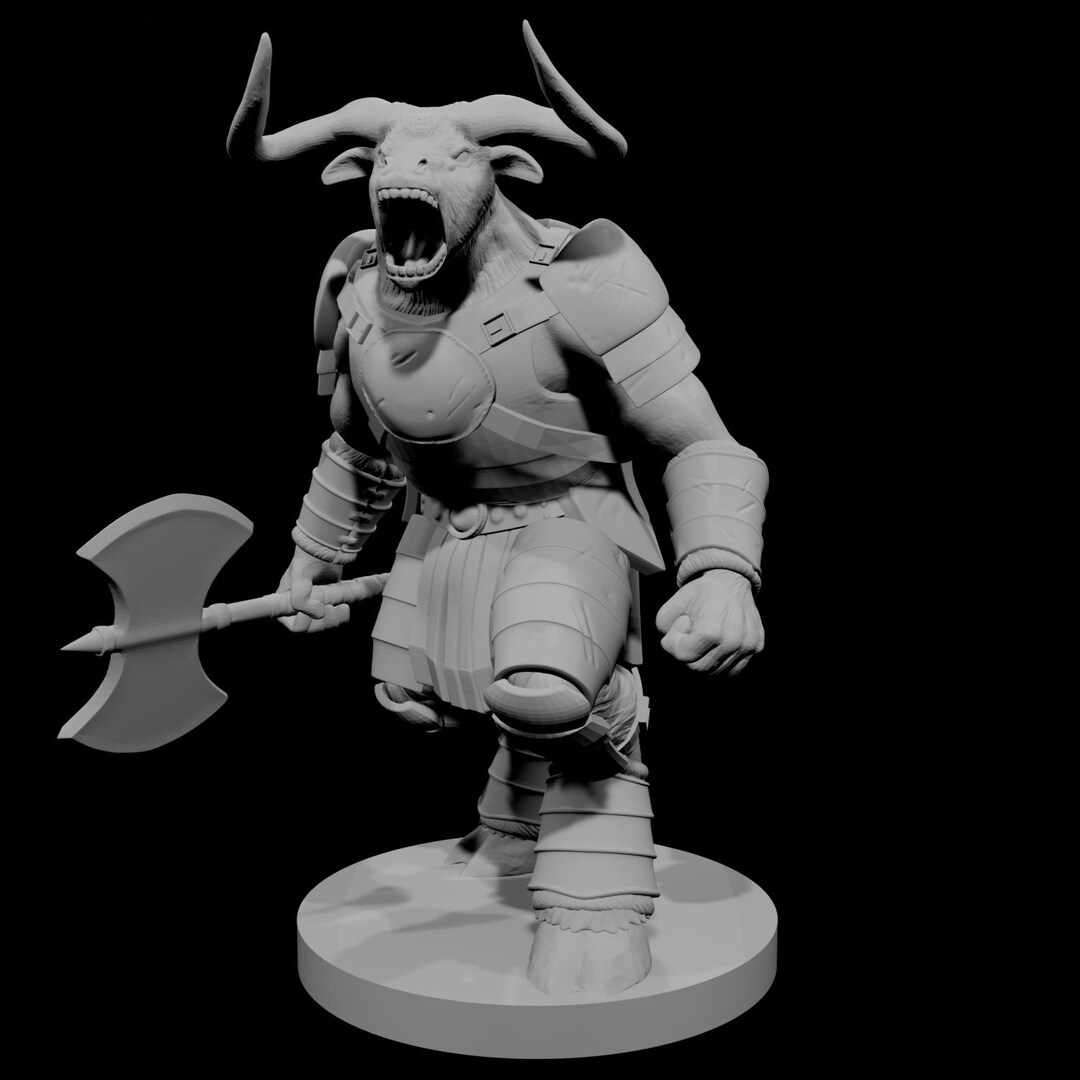 Minotaur Fighter Miniature - 3D Printed Unpainted RPG Figure - Etsy