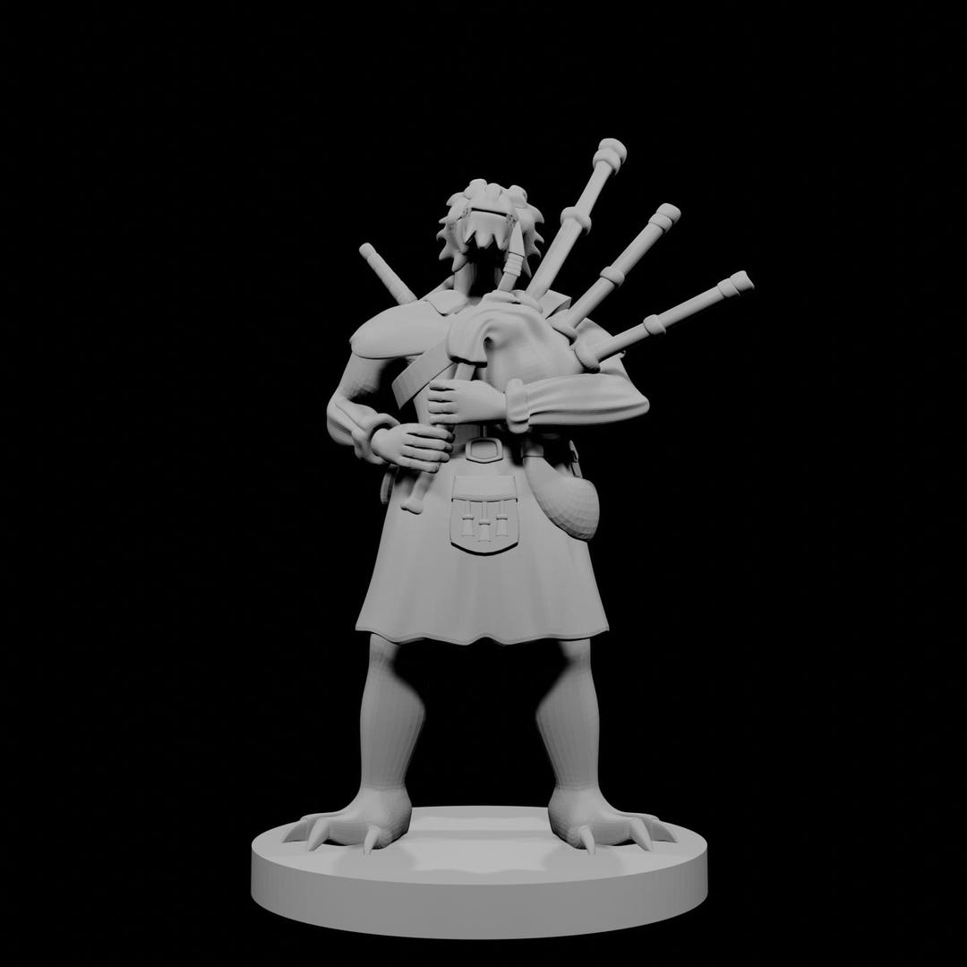 Dragonborn Bard Miniature: Male With Bagpipes (3D Printed, Unpainted ...