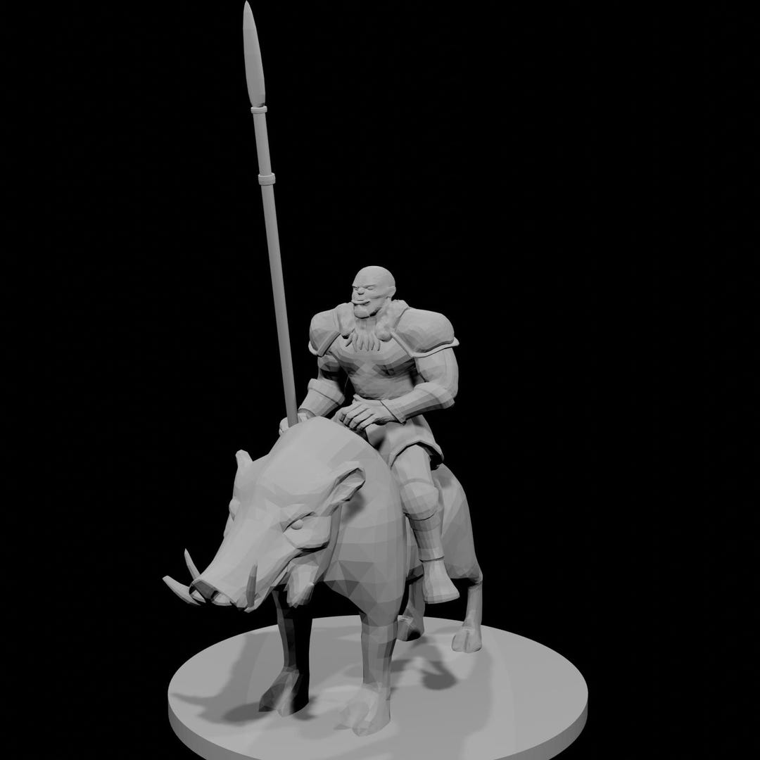 Half Orc Barbarian Figure: Mounted on Boar - Unpainted Resin Model - Etsy