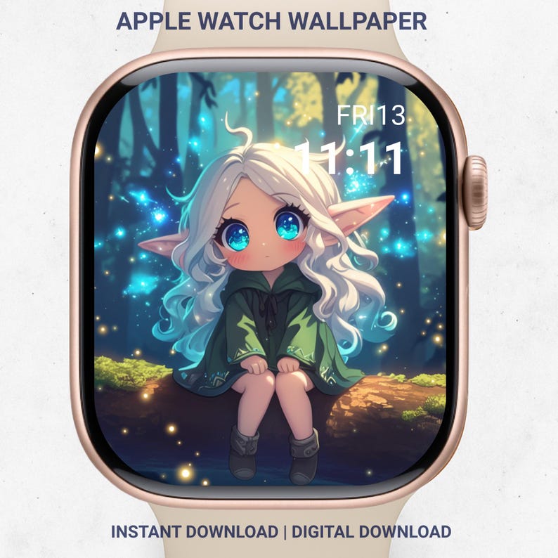 Chibi Anime Gnomes Apple Watch Wallpaper: Forest Spirits (digital ...