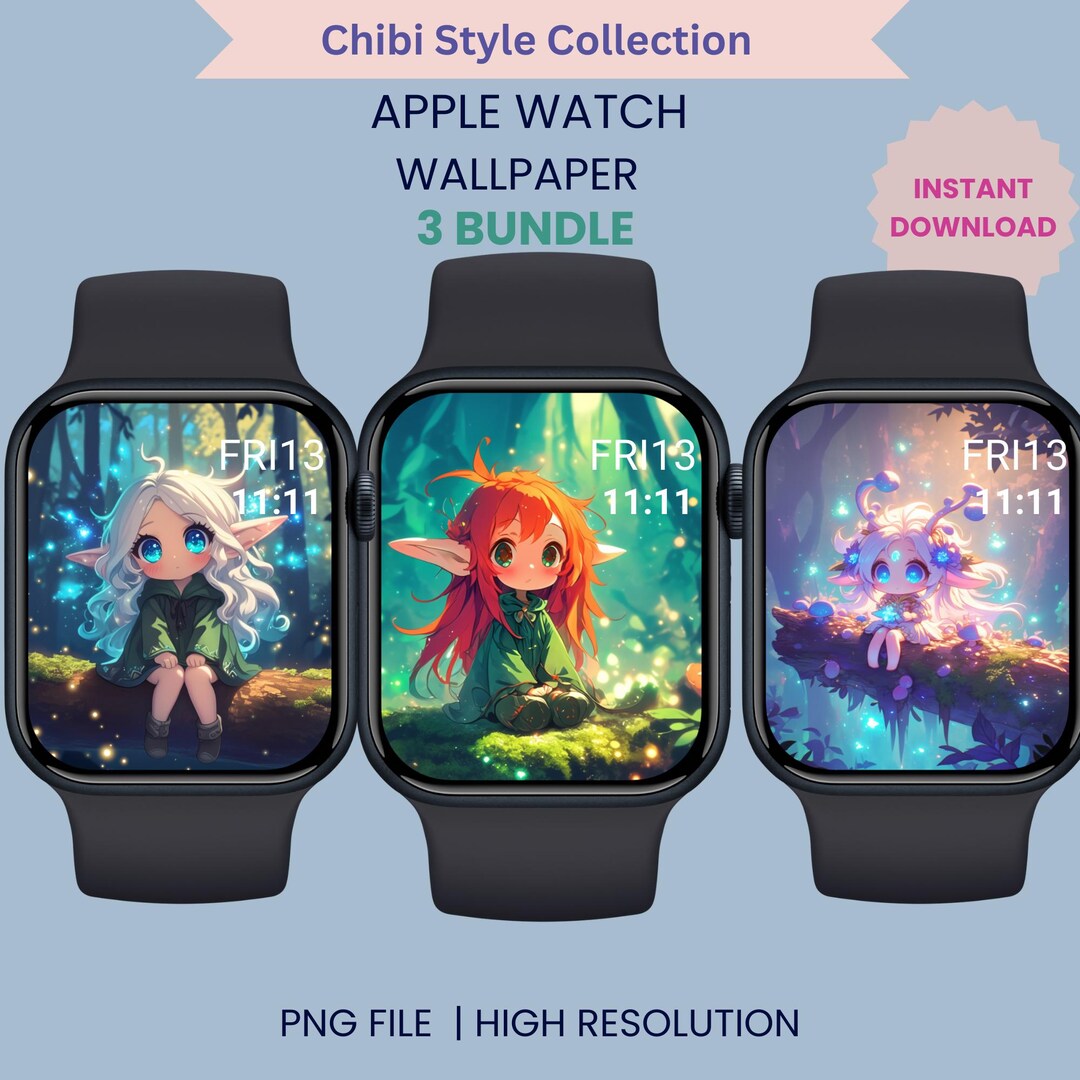 Chibi Anime Gnomes Apple Watch Wallpaper: Forest Spirits (digital ...