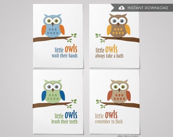 Kids owl bathroom | Etsy