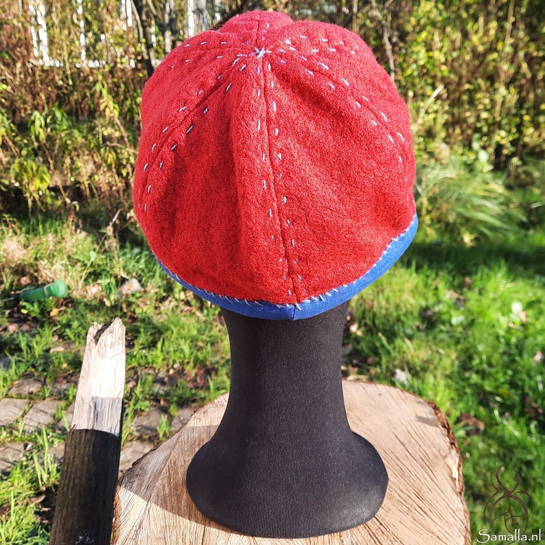 Birka Viking Hat in Wool and Linen Red and Blue Size 59cm - Etsy