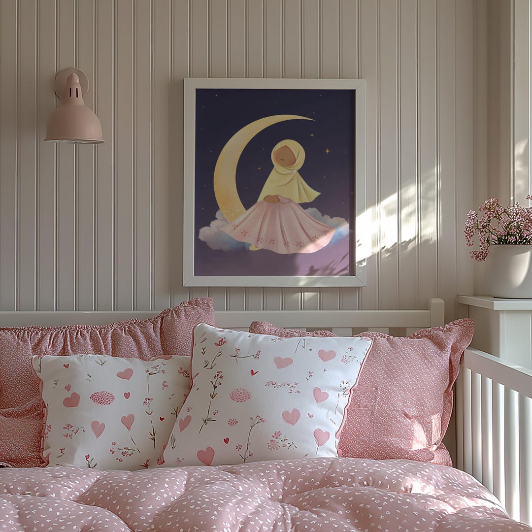 Hijabi Princess Wall Art - Dreamy Islamic Kids Room Decor - Muslimah ...