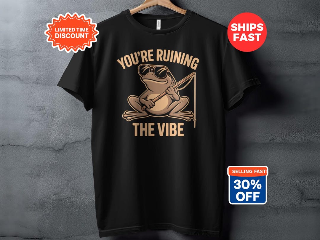 Funny Frog T-shirt, Ruining the Vibe, Fishing Frog Shirt, Hipster Frog ...