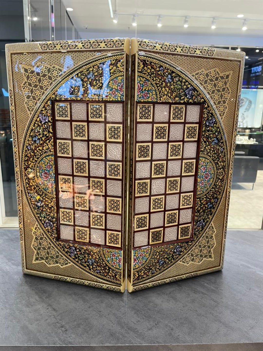 Handmade Persian Chess & Backgammon Board With Carrying Bag-khatam ...