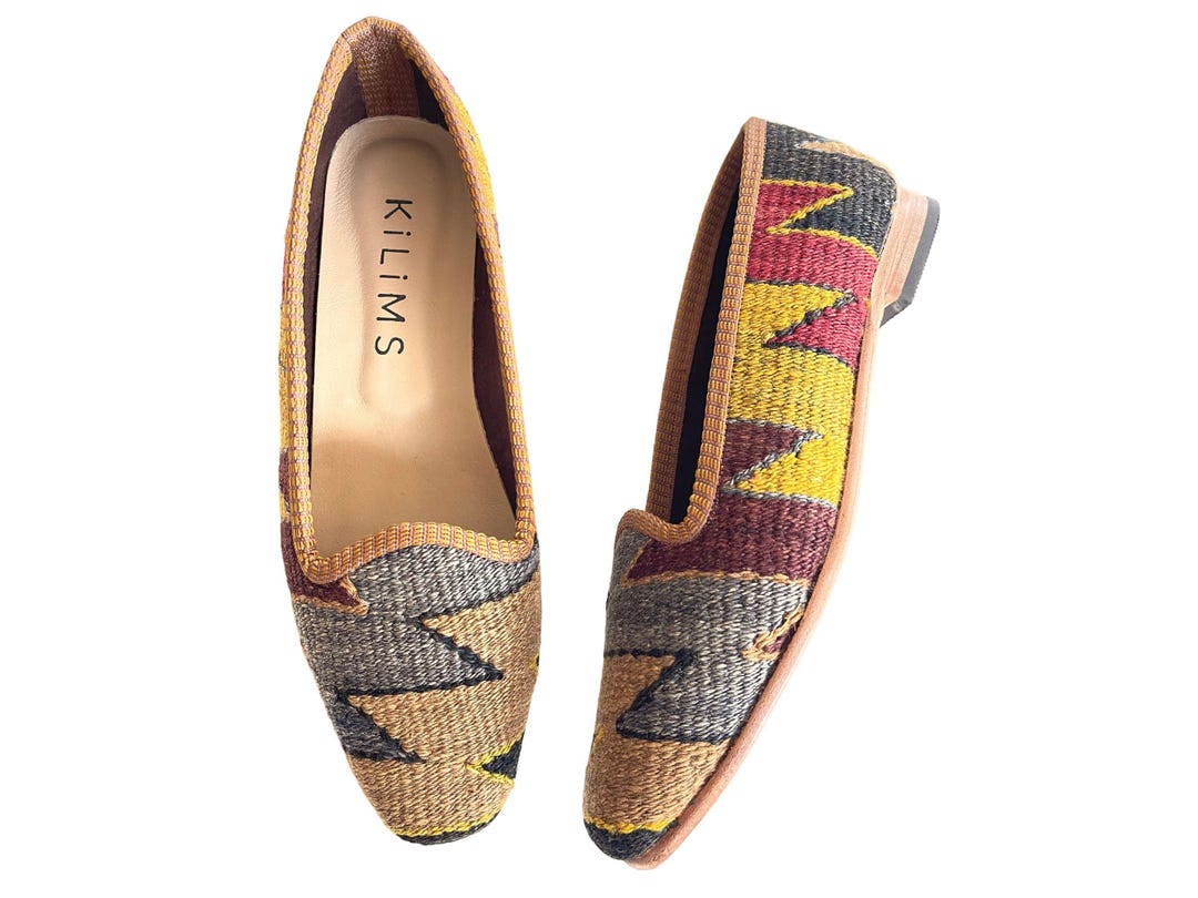 Women's Handmade Kilim Loafers: Turkish One-of-a-kind Slippers, US Size ...