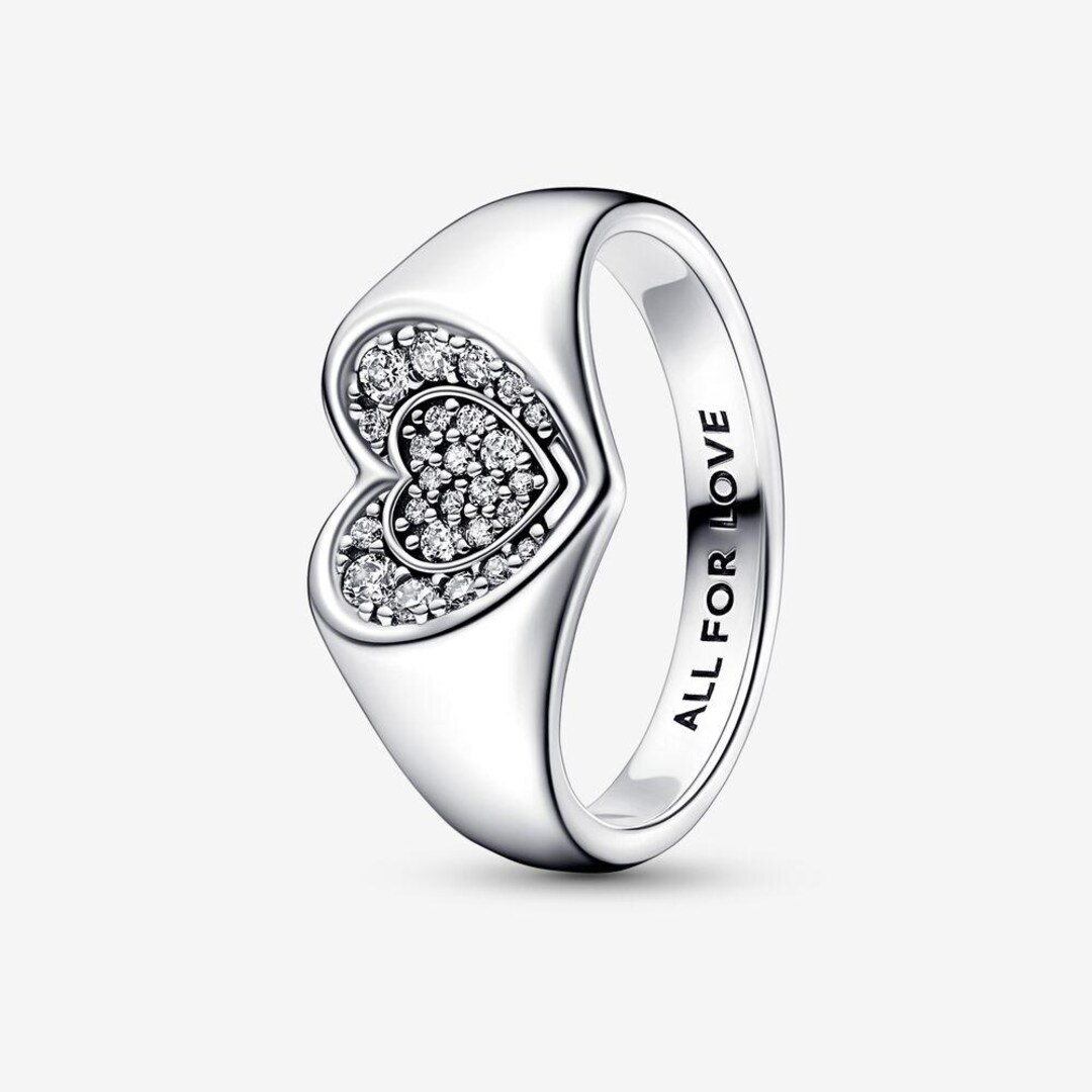 Pandora Radiant Heart Pavé Signet Ring - Etsy