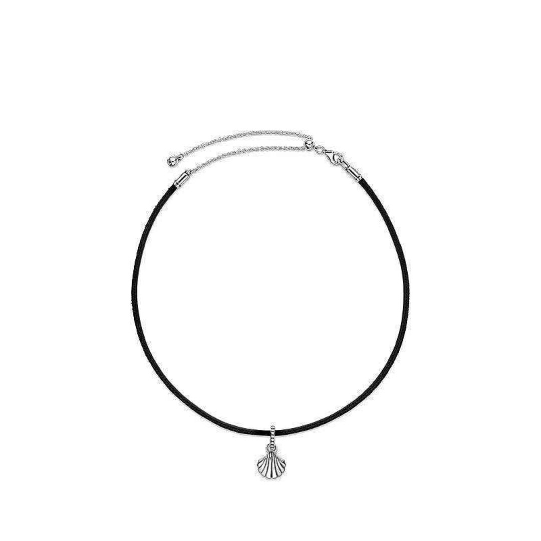 Pandora Black Leather Seashell Choker Necklace - Etsy
